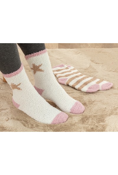 English Home Star Stripes 2'li Peluş Kadın Çorap 36-40 Gri - Pembe English Home Star Stripes 2'li Peluş Kadın Çorap 36-40 Gri - Pembe