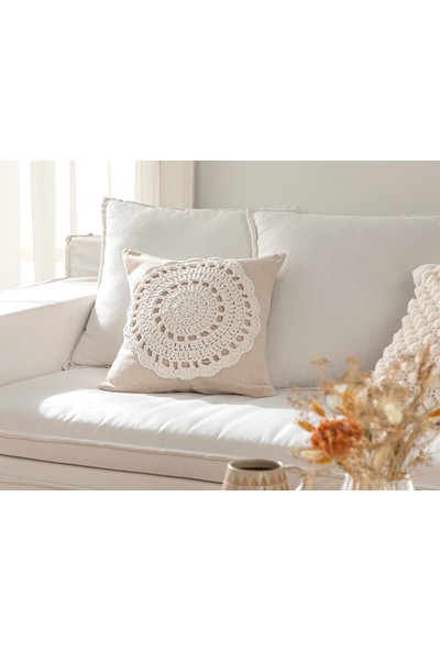 English Home Zuri Örgü Dekoratif Kırlent 40 x 40 cm Ekru English Home Zuri Örgü Dekoratif Kırlent 40 x 40 cm Ekru