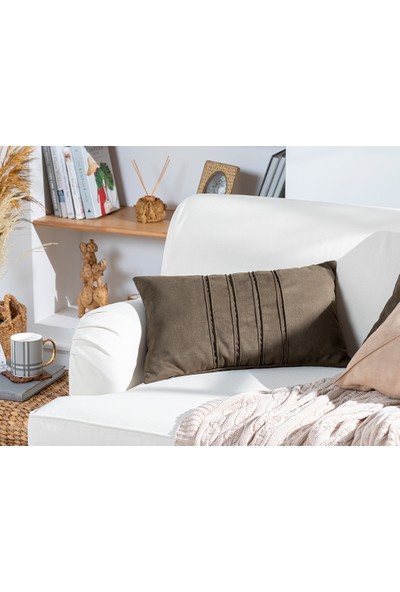 English Home Evlin Süet Dolgulu Kırlent 35 x 55 cm Haki