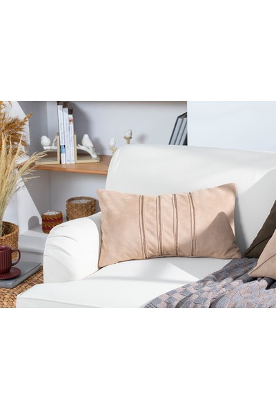 English Home Evlin Süet Dolgulu Kırlent 35 x 55 cm Bej