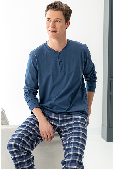 English Home Casual Flanel Erkek Pijama Takımı M Lacivert English Home Casual Flanel Erkek Pijama Takımı M Lacivert