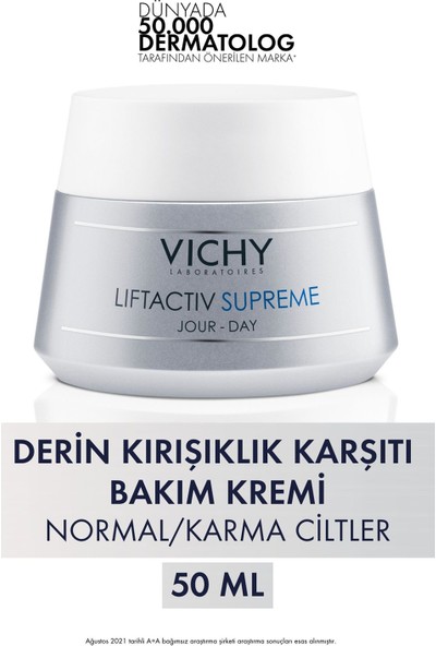 Vichy Liftactiv Supreme Kırışıklık Karşıtı Gündüz Bakım Kremi Hyalüronik Asit ile Yağlı Ciltlere 50 ml Vichy Liftactiv Supreme Kırışıklık Karşıtı Gündüz Bakım Kremi Hyalüronik Asit ile Yağlı Ciltlere 50 ml