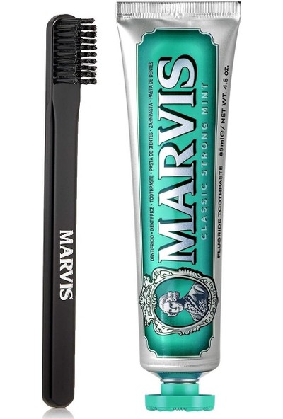 Marvis Classic Strong Mint Beyazlatıcı Diş Macunu 85 Ml Ve Marvis Black Orta Sert Diş Fırçası Marvis Classic Strong Mint Beyazlatıcı Diş Macunu 85 Ml Ve Marvis Black Orta Sert Diş Fırçası