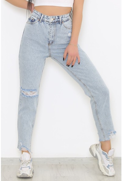 İsun Store Tek Diz Lazer Mom Pantolon Karyıkama - 8746.392. İsun Store Tek Diz Lazer Mom Pantolon Karyıkama - 8746.392.