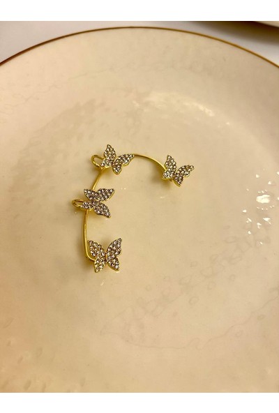 Tutti Collection Kelebekli Taşlı Kulak Arkası Küpe