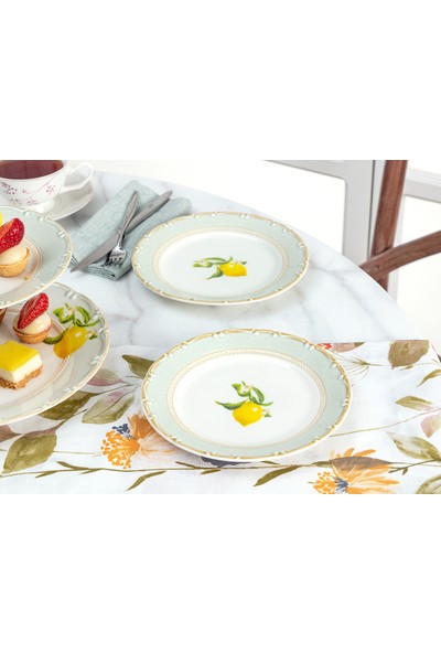 Madame Coco Limon Desenli 6'lı Pasta Tabağı Seti
