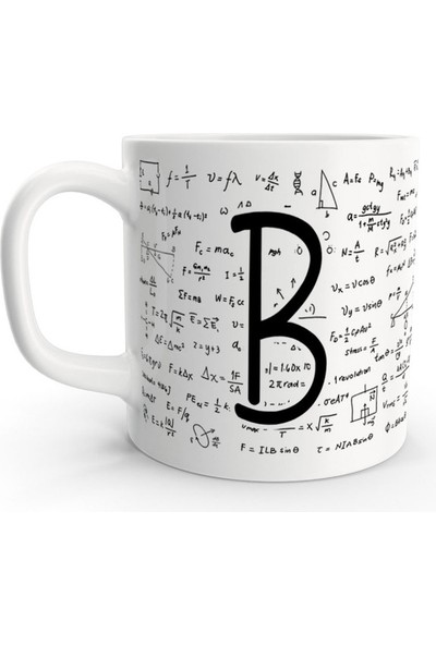 B Harfi Matematik Formül Tasarım Harfli Kupa Bardak