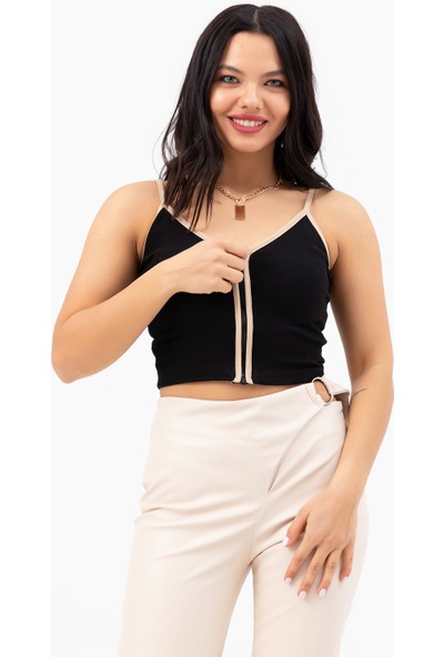 Vualist Fermuarlı Crop Atlet