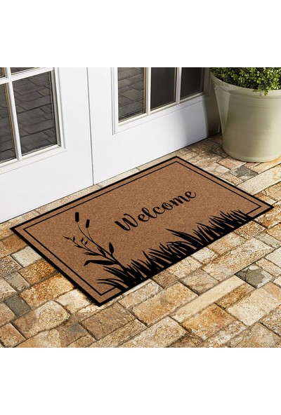 Gardenya Home Hasır Görünümlü Welcome Zarif Çiçek Desenli Kapı Önü ve Ev İçi Paspası Gardenya Home Hasır Görünümlü Welcome Zarif Çiçek Desenli Kapı Önü ve Ev İçi Paspası