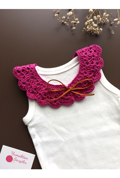 Vintage Örgü Bebe Yaka Mürdüm