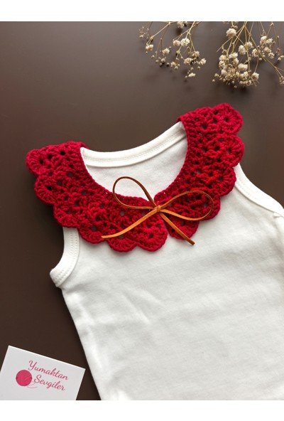 Vintage Örgü Bebe Yaka Bordo