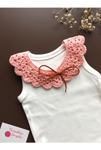 Vintage Örgü Bebe Yaka Pudra