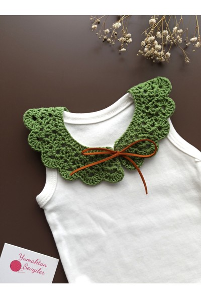 Vintage Örgü Bebe Yaka Yeşil