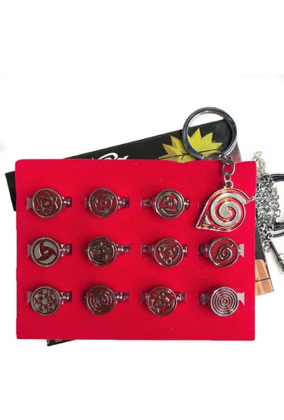 Allfun 12 Adet Anime Naruto Akatsuki Yüzük Kolye Seti (Yurt Dışından)