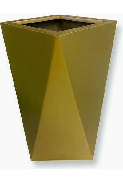 Crearthome Fiber Saksı Sare Geometrik Şekil Gold 35X35X70 cm