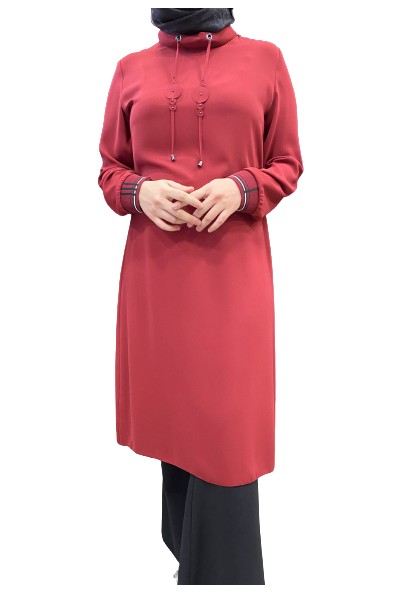 Wonna Degaje Yaka Kol Ribanalı Tunik-Kiremit Wonna Degaje Yaka Kol Ribanalı Tunik-Kiremit