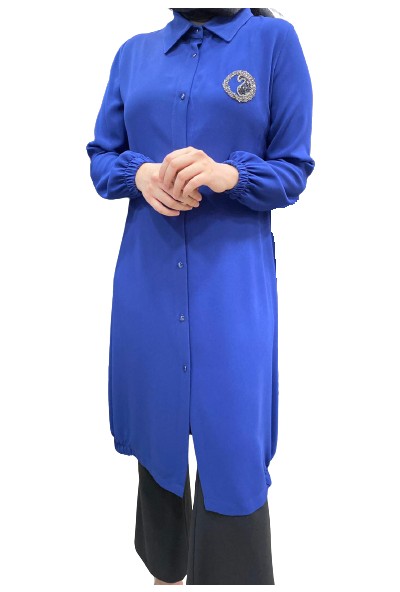 Wonna Uzun Taşlı Tunik-Saks Wonna Uzun Taşlı Tunik-Saks