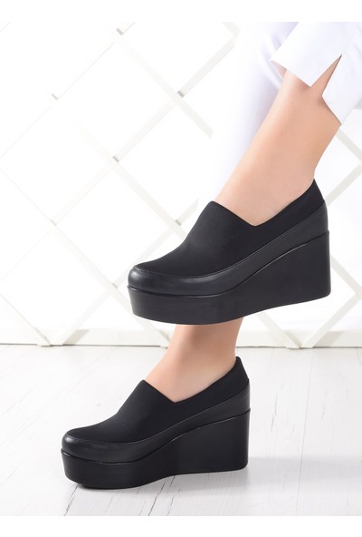 Erkan Saçmacı Siyah Deri Dolgu Kadın Ayakkabı