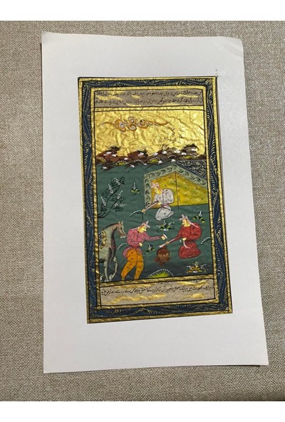 Hasyılmaz Çadır Hayatı Temalı El Yapımı Minyatür Resim 21X12 cm