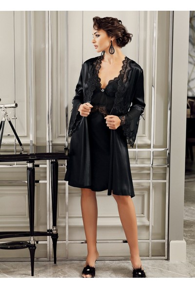 Perin 9300 Altılı Saten Gecelik - Sabahlık Takımı Perin 9300 Altılı Saten Gecelik - Sabahlık Takımı