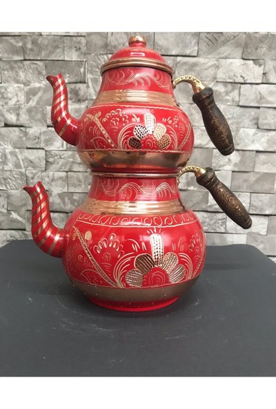 Style Erzincan Bakır Özel El Işi Işçilik Bakır Çaydanlık Takımı -Abc5