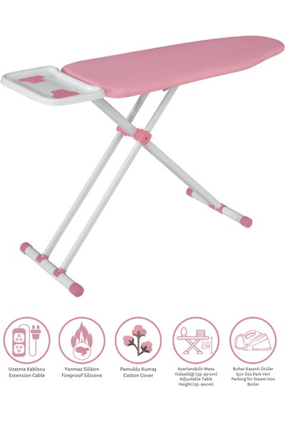 Devecioğlu Harbinger MM127 Powerboard Pembe Ütü Masası