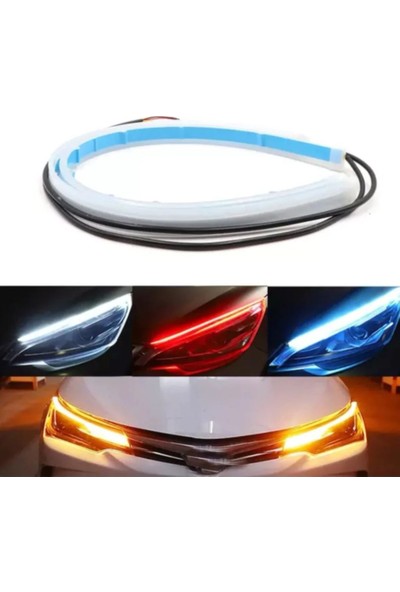 Techmaster Far Içi Üstü Audi Tip Kayar Sinyalli Gündüz Drl LED Far Kaşı 60CM