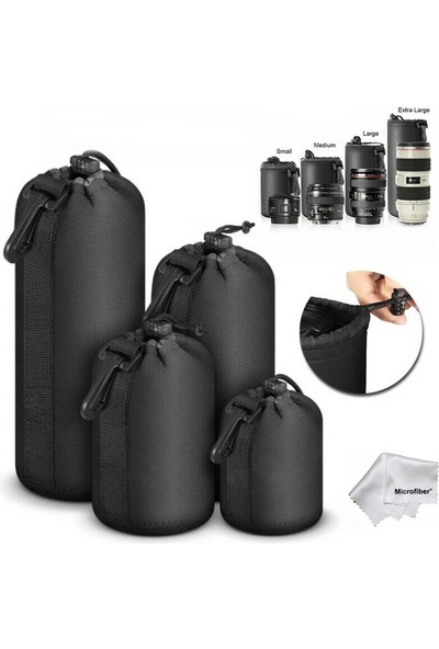 4 Lü Lens Objektif Taşıma Çantası S M L Xl Canon Nikon Sony Sigma Tamron Tokina Fujifilm Olympus