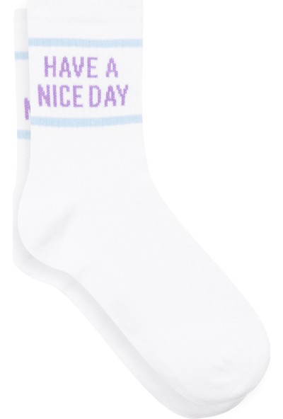 Mavi Beyaz Soket Çorap