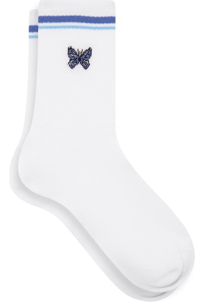 Mavi Beyaz Soket Çorap