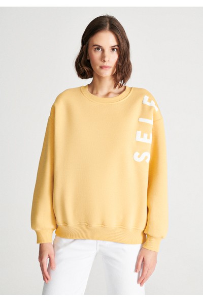 Mavi Self Love Baskılı Sarı Sweatshirt