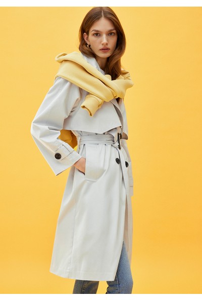 Mavi Açık Gri Trençkot