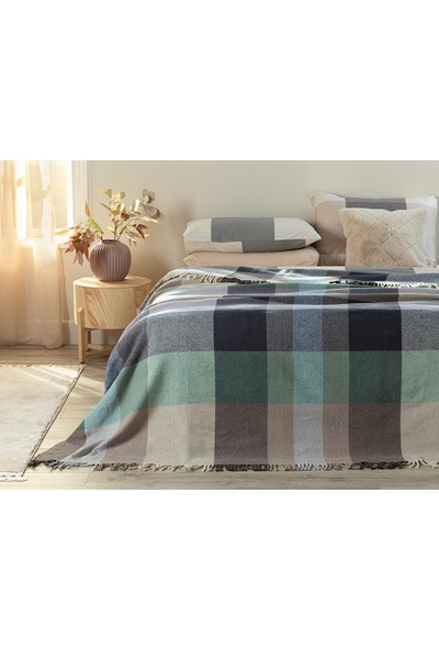 English Home Madras Check Pamuklu Tek Kişilik Battaniye 150X200 cm Lacivert-Bej English Home Madras Check Pamuklu Tek Kişilik Battaniye 150X200 cm Lacivert-Bej