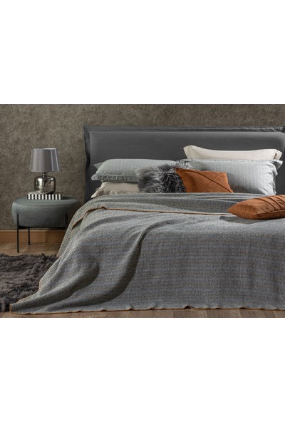 English Home Neostriped Pamuklu Tek Kişilik Battaniye 150X200 cm Antrasit