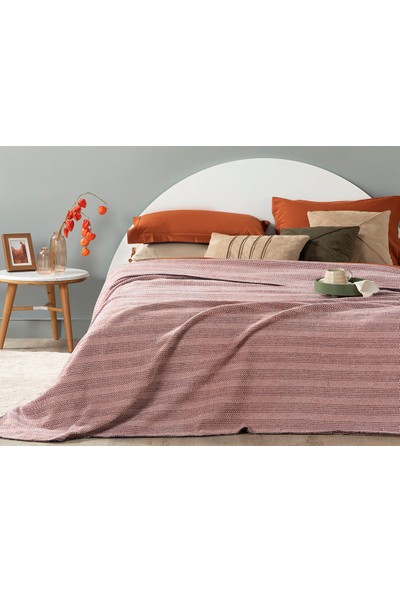 English Home Neostriped Pamuklu Tek Kişilik Battaniye 150X200 cm Kiremit