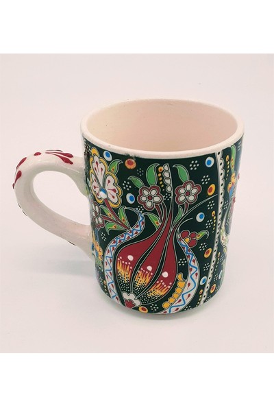 Seramik El Yapımı Baskı Desen Kupa Bardak - Siyah