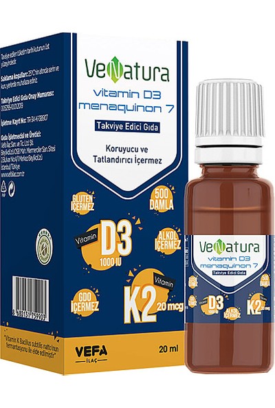 Venatura Vitamin D3 ve K2 20ML Damla