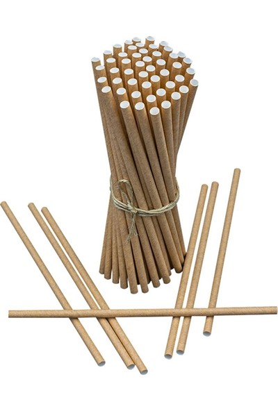 Kraft Renk Kağıt Pipet 25 Adet