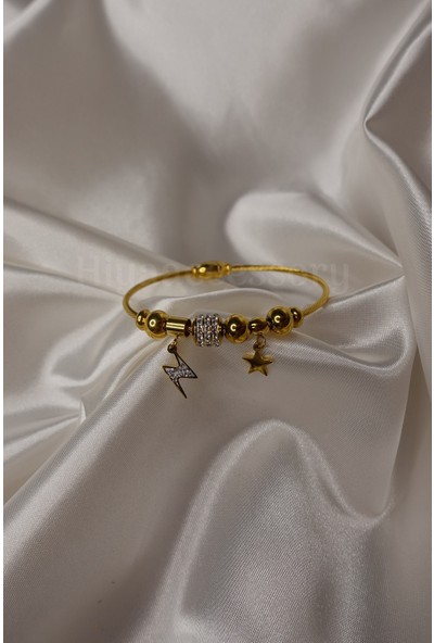 Hiya Accessory Çelik Yıldızlı Gold Bileklik 18CM