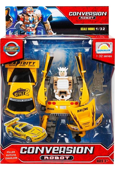 Sunman 1:32 Sesli ve Işıklı Dönüşebilen Robot - Sarı - Sarı Rapidity Sunman 1:32 Sesli ve Işıklı Dönüşebilen Robot - Sarı - Sarı Rapidity