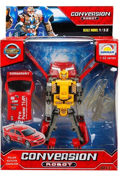 Sunman 1:32 Sesli ve Işıklı Dönüşebilen Robot - Kırmızı - Kırmızı Surmount Sunman 1:32 Sesli ve Işıklı Dönüşebilen Robot - Kırmızı - Kırmızı Surmount