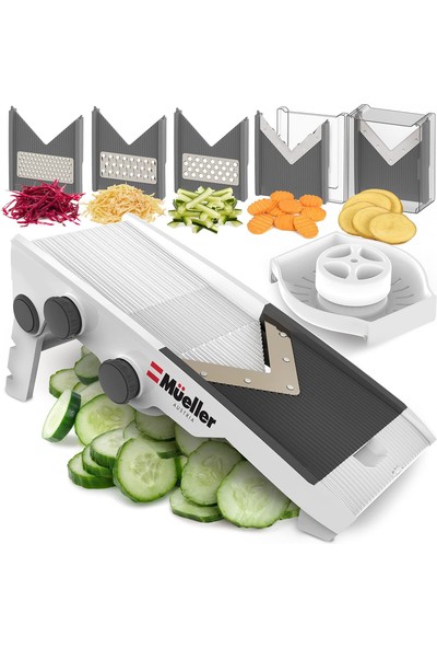 -Test-Mueller Çok Bıçaklı Ayarlanabilir Mandolin Peyniri/sebze Dilimleyici