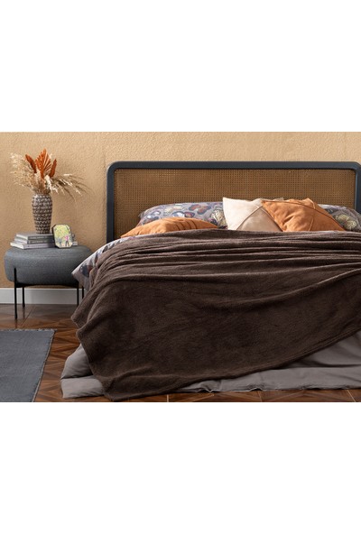 English Home Softy Wellsoft Çift Kişilik Battaniye 200 x 220 cm Çikolata
