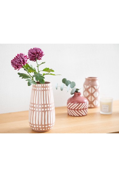 English Home Royal Stripe Vazo 11.5X11.5X20.5 cm Bej