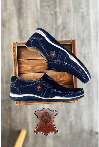 Big King Lacivert Hakiki Deri Nubuk Baba Ayakkabısı