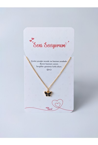 Evishe Seni Seviyorum Siyah Kelebeğim Kolye