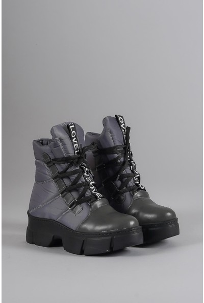 Basskan Kadın Gri Prat Bağcıklı Bot