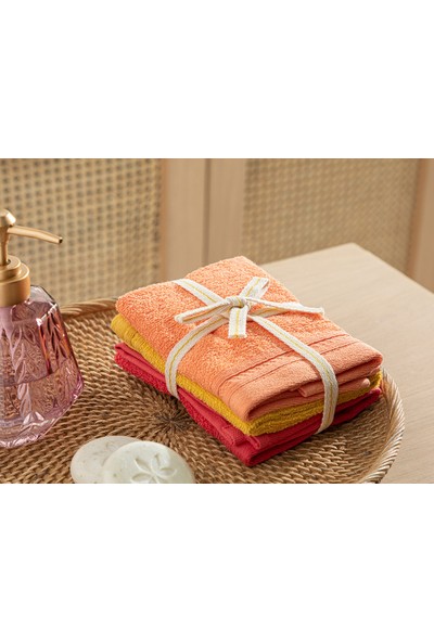 English Home Simple Pamuklu 3'lü El Havlusu 30 x 30 cm Sarı-Turuncu-Pembe English Home Simple Pamuklu 3'lü El Havlusu 30 x 30 cm Sarı-Turuncu-Pembe