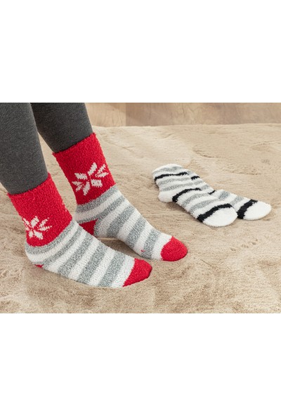 English Home Winter Star 2'li Peluş Kadın Çorap 36-40 Kırmızı English Home Winter Star 2'li Peluş Kadın Çorap 36-40 Kırmızı