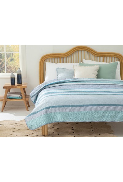 English Home Modern Lines King Size Çok Amaçlı Yatak Örtüsü 240 x 220 cm Seledon